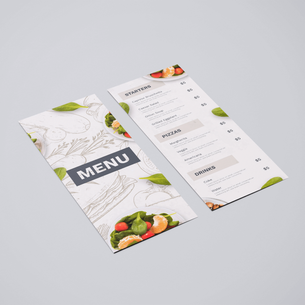 Cardápio Simples - Formatos A3, A4, A5 e DL - Grafprint